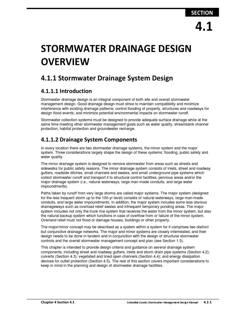 4.1.1 Stormwater Drainage System Design | PDF | Storm Drain | Stormwater