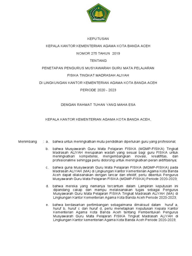 SK Mgmp-Fisika Ma 2020-2023 | PDF