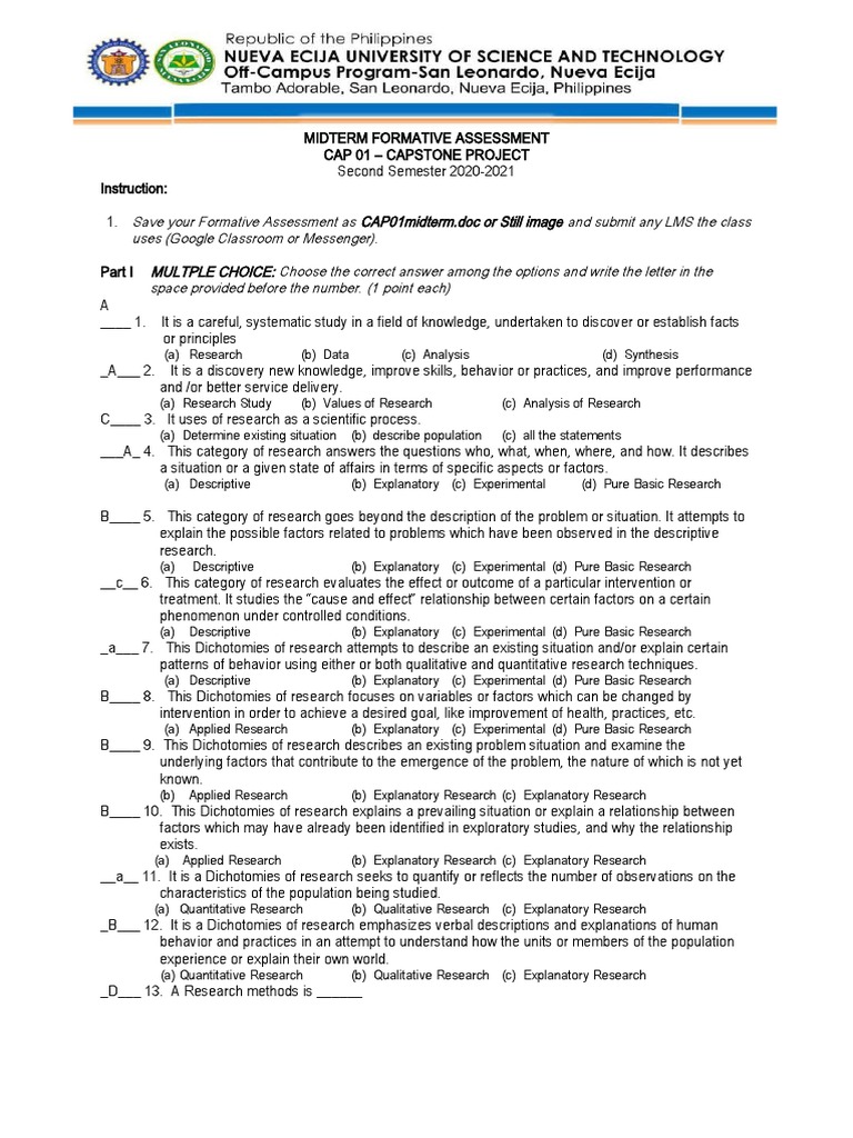 CAP 01 - CAPSTONE PROJECT (Midterm) | PDF | Quantitative Research ...