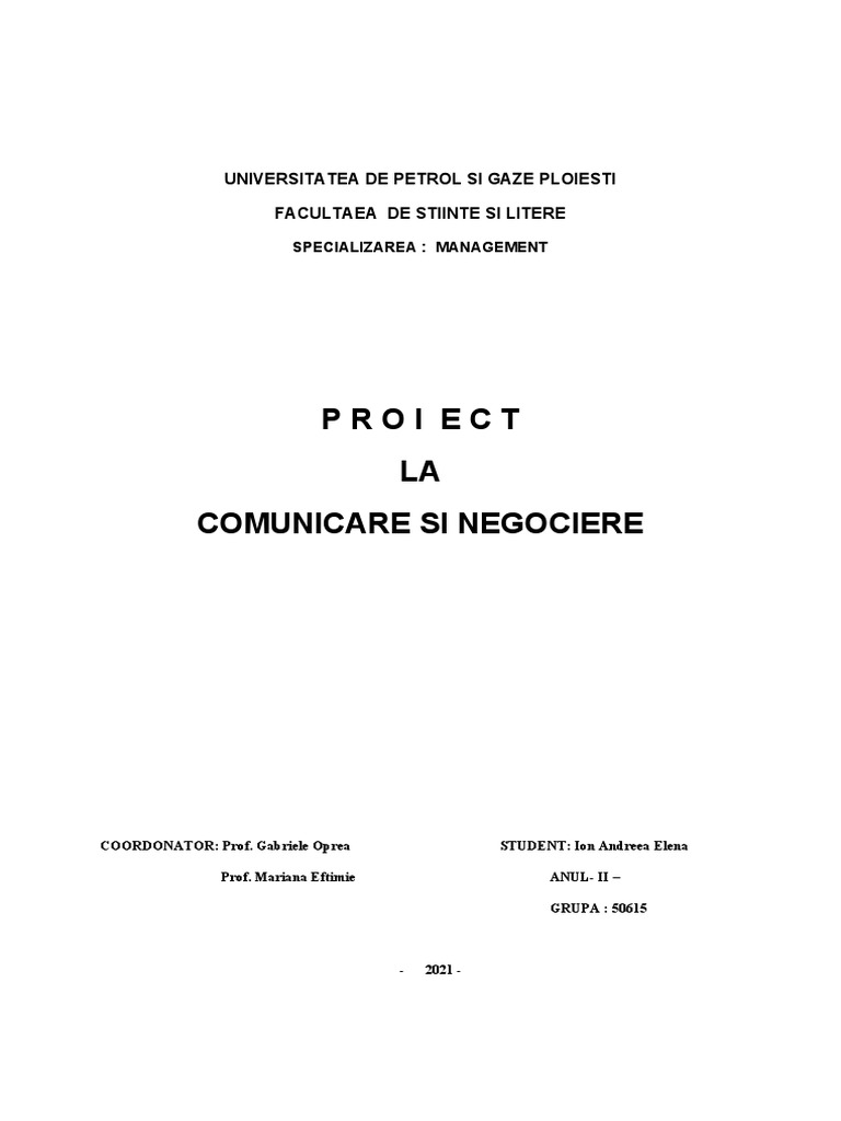 Comunicare Si Negociere | PDF