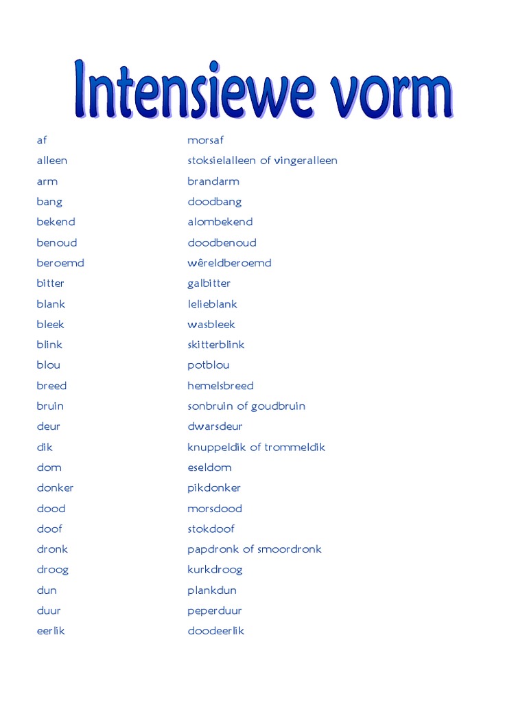 Intensiewe Vorm | PDF
