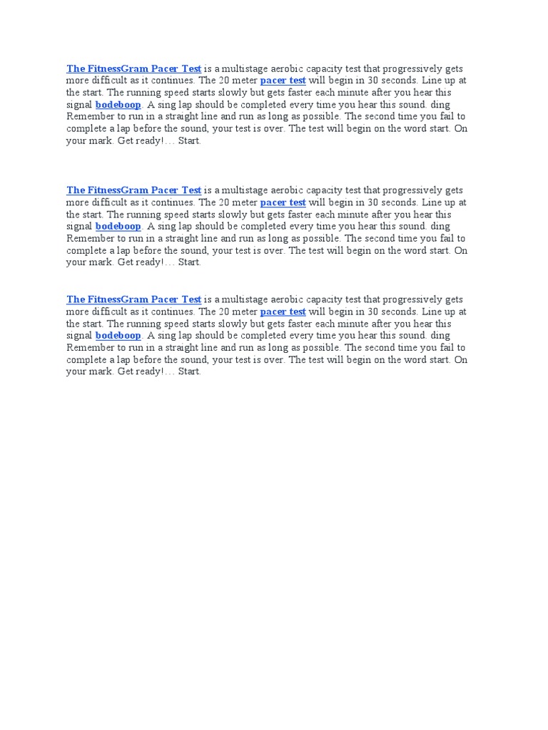 The FitnessGram Pacer Test | PDF