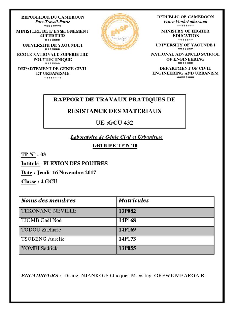 tp3 Final | PDF | Flexion (matériau) | Résistance des matériaux