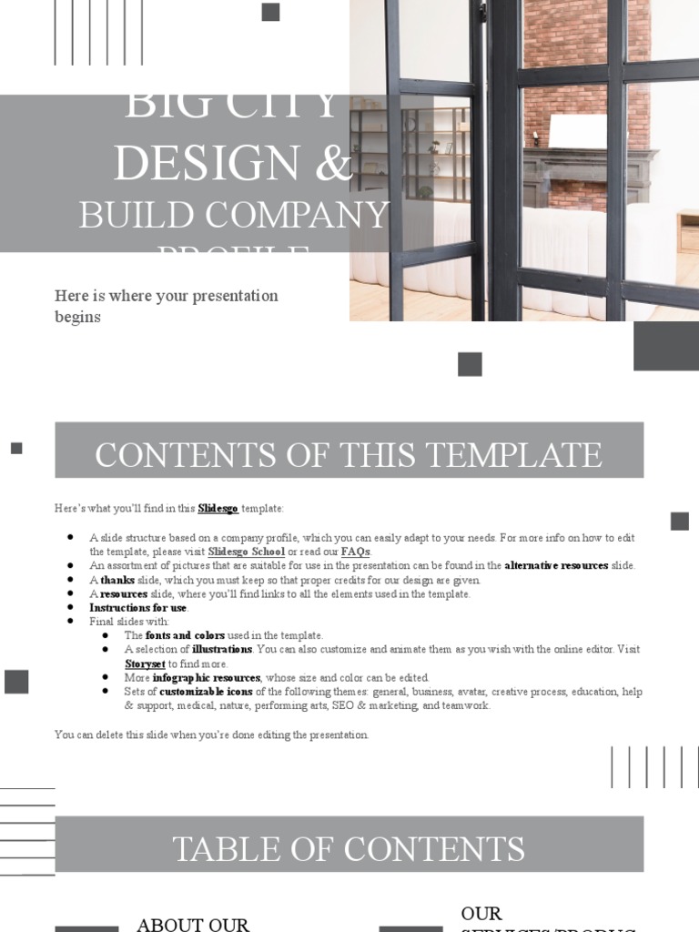 Big City Design & Build Company Profile by Slidesgo | PDF | Planets ...
