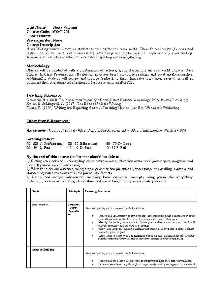 Sample Lesson Plan | PDF | News | Critical Thinking