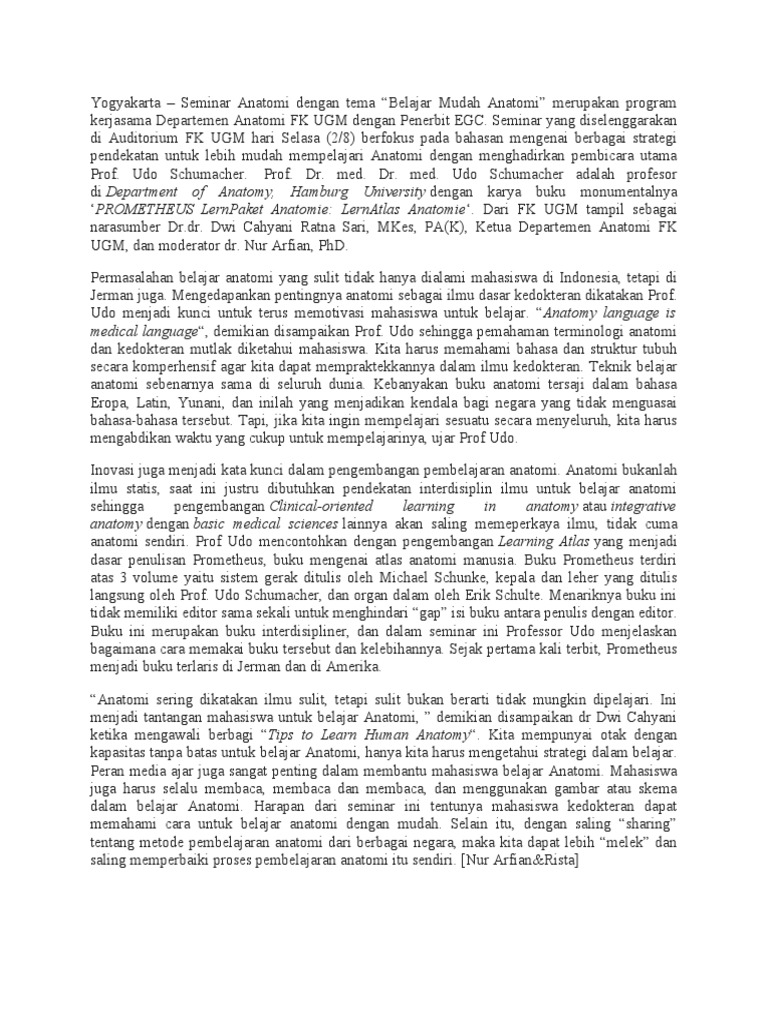 Cara Belajar Anatomi Fisiologi Dengan Cepat | PDF