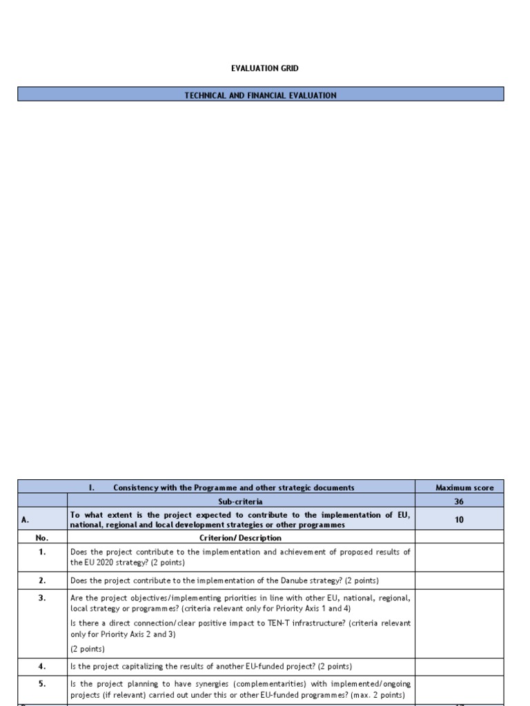 Technical and Financial Evaluation Grid | PDF | European Union | Resource