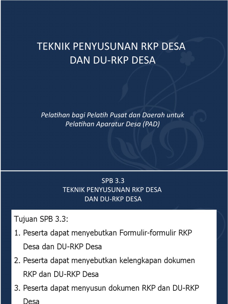 SPB. 3.3 Teknik Penyusunan RKP Desa Dan DU-RKP Desa | PDF