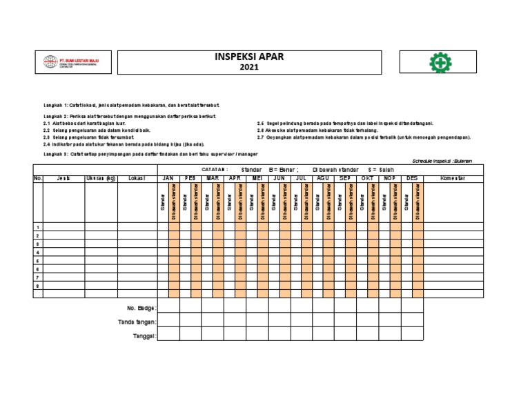 Form Inspeksi Apar | PDF