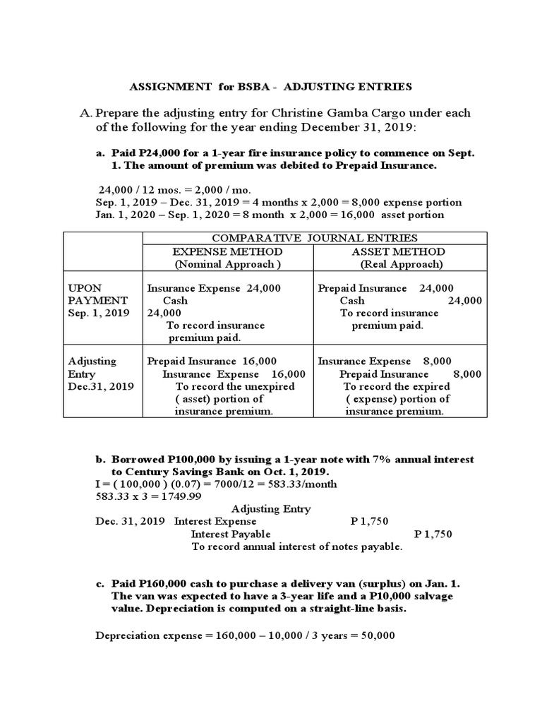 Adjusting Entries Christine Gamba Cargo | PDF | Book Value | Depreciation