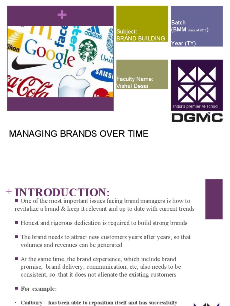Managing Brands Over Time: Subject: Brand Building Batch (BMM) Year (TY ...