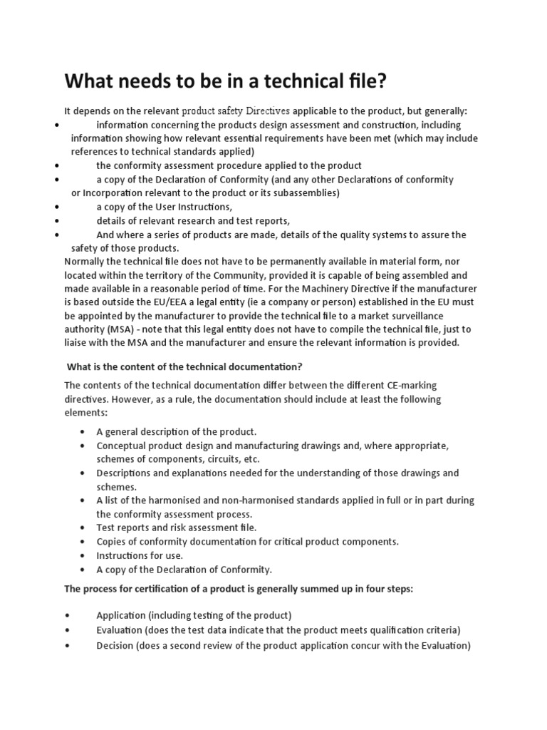 Essential Elements of a Technical File for CE Marking Compliance | PDF ...