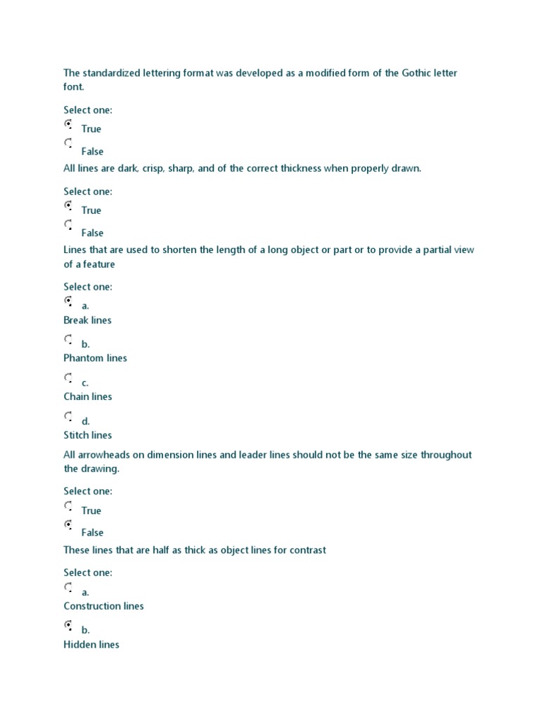 Computer Aided Drafting Prelims Quiz 2 | PDF | Drawing