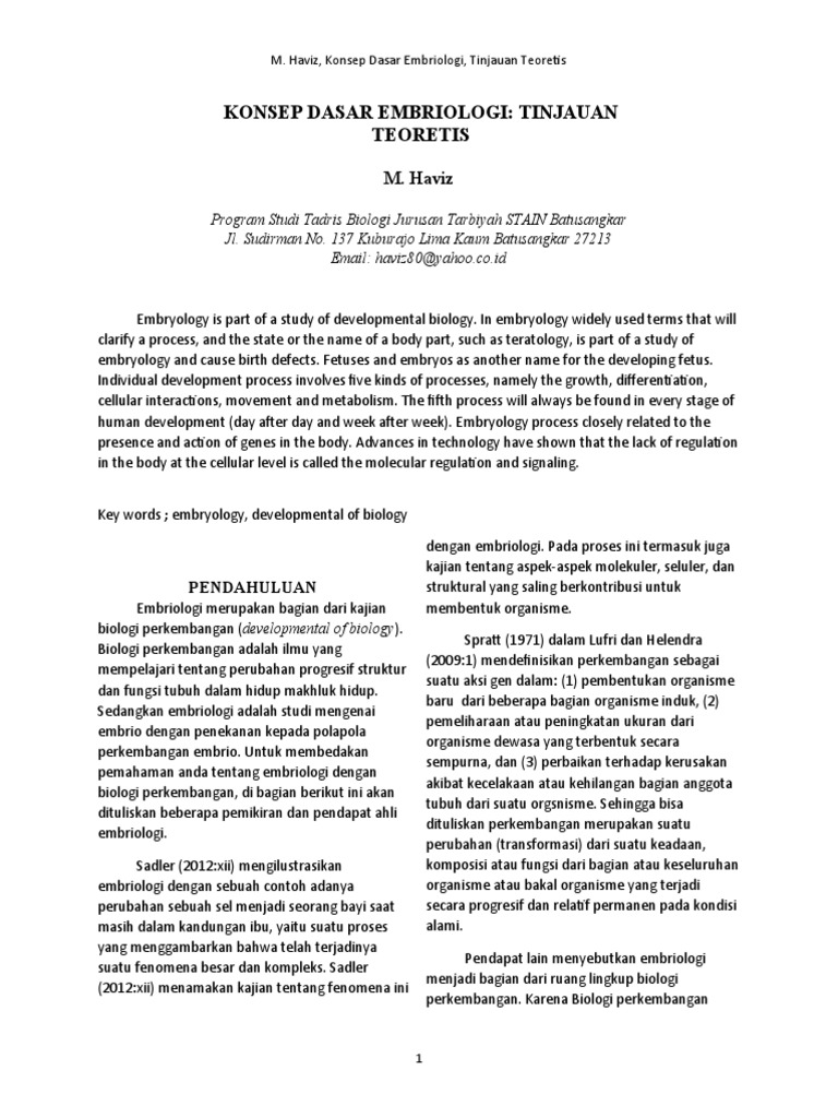 "Embriologi: Proses dan Tahapan" | PDF | Sains & Matematika