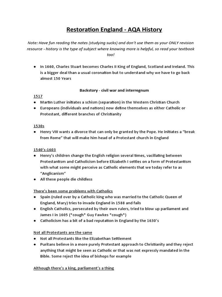 Restoration England | PDF | Gothic Architecture | Oliver Cromwell