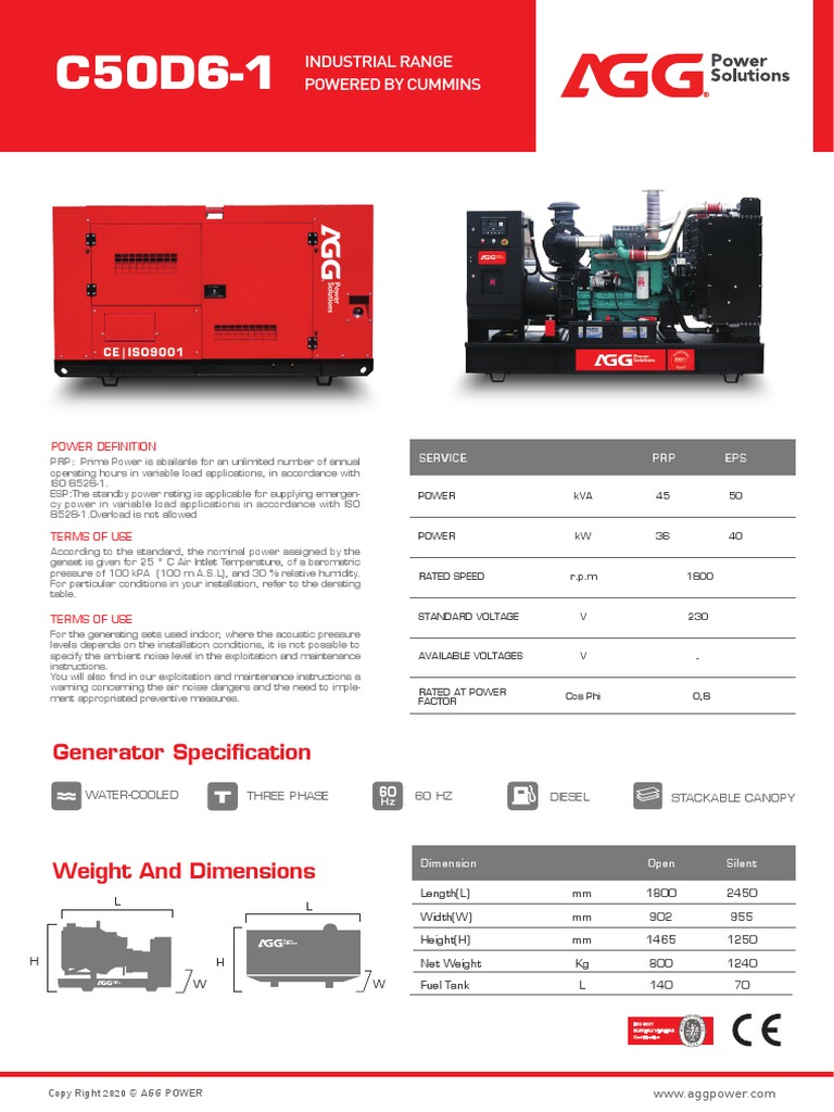 Generator Specification: Industrial Range Powered by Cummins | PDF ...