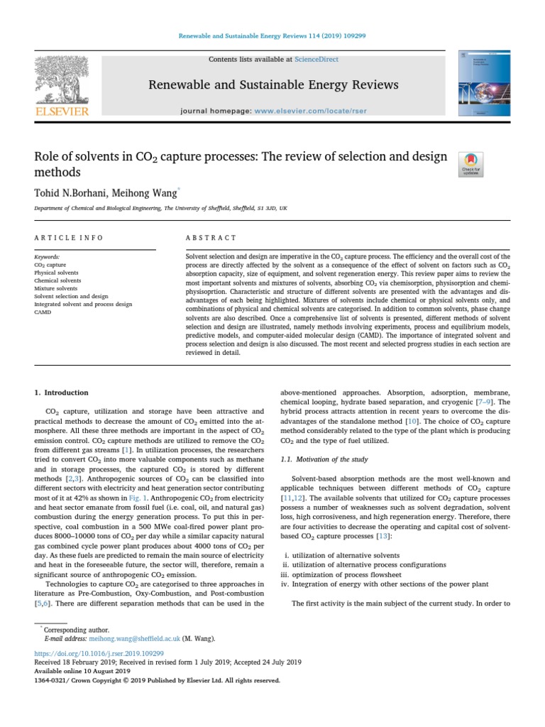 Role of Solvents in CO2capture Processes | PDF | Amine | Ammonia