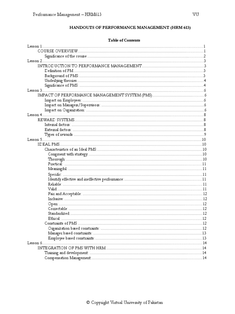 HRM 613 Handouts 1 45 PDF | PDF | Performance Appraisal | Strategic Planning