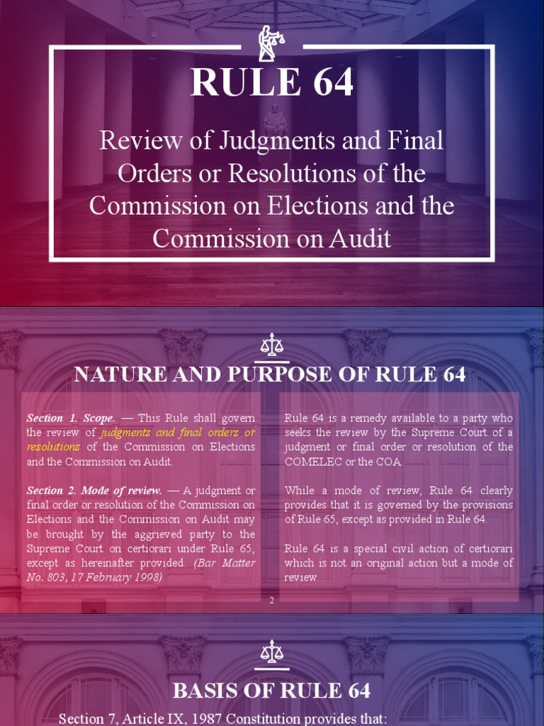 Rule 64 Civil Procedure | Download Free PDF | Judgment (Law) | Certiorari