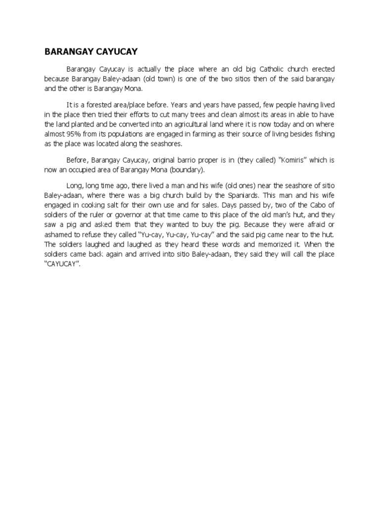 History of Barangay Cayucay and Others | PDF | Agriculture