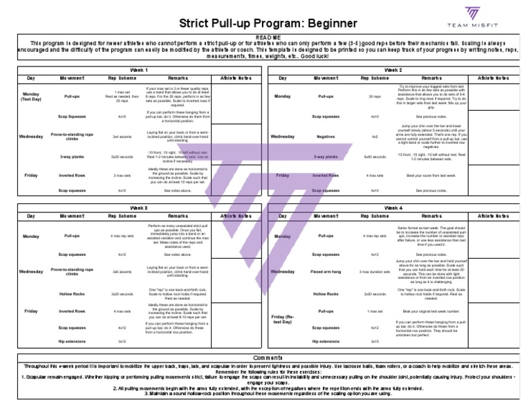Beginner Strict Pull-up Program Guide | PDF | Recreation | Sports