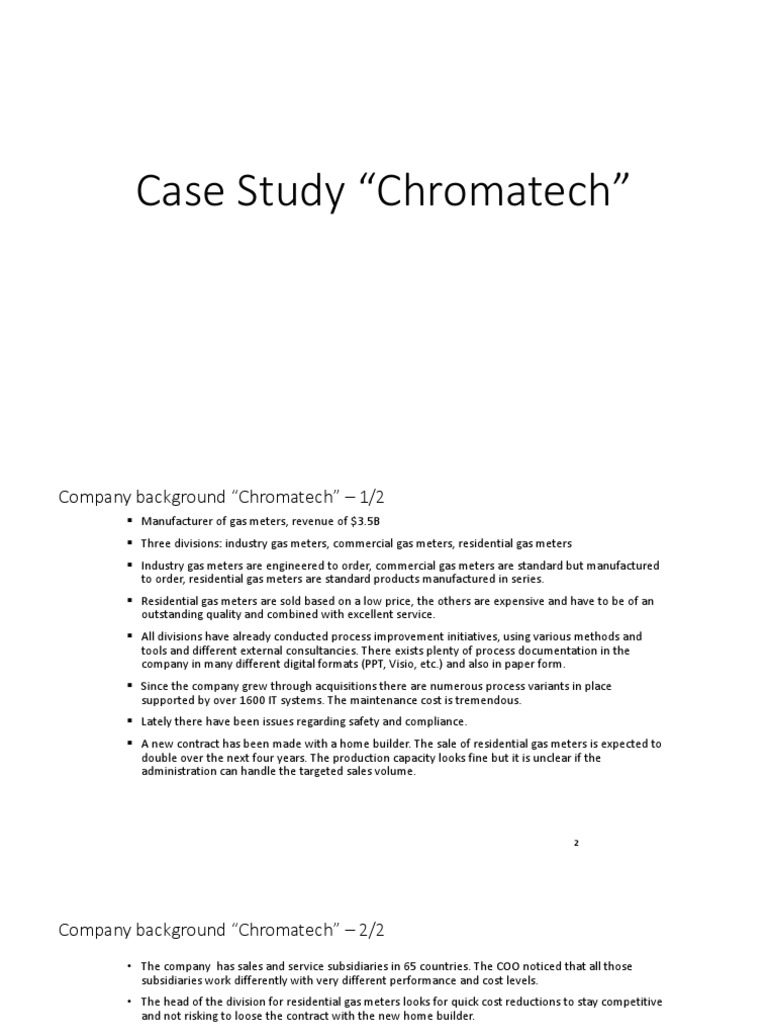 Case Study "Chromatech" | PDF | Sales | Mergers And Acquisitions