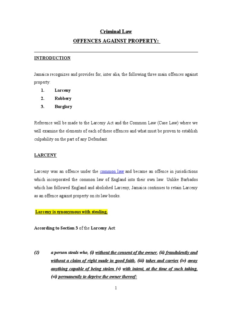 Lect. 11 Offences Against The Property | PDF | Burglary | Larceny