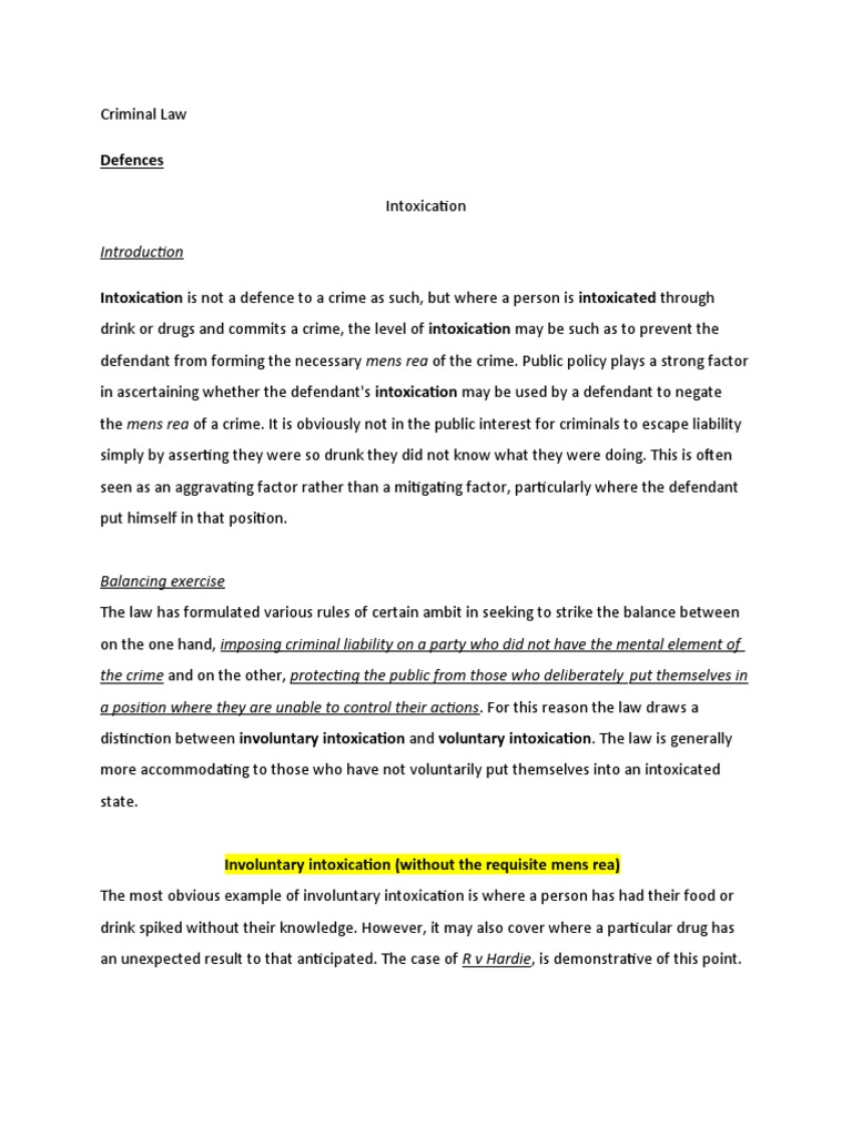 A Balanced Approach: The Complex Role of Intoxication in Criminal ...