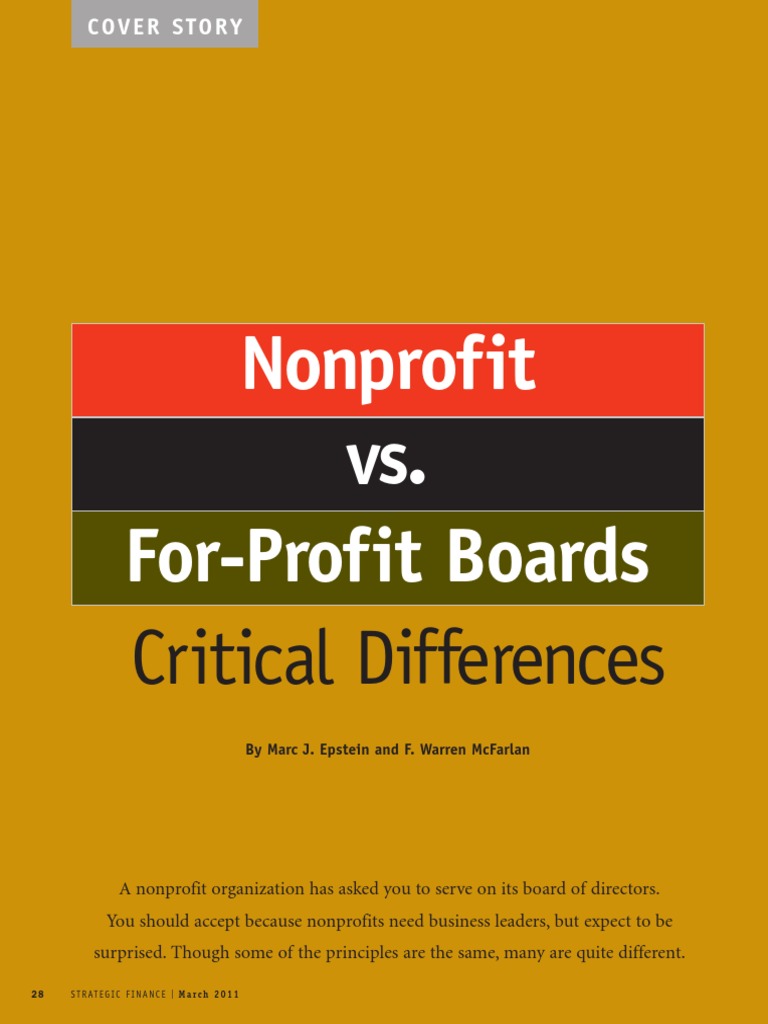 Nonprofit For-Profit Boards VS.: Critical Differences | PDF | Nonprofit ...