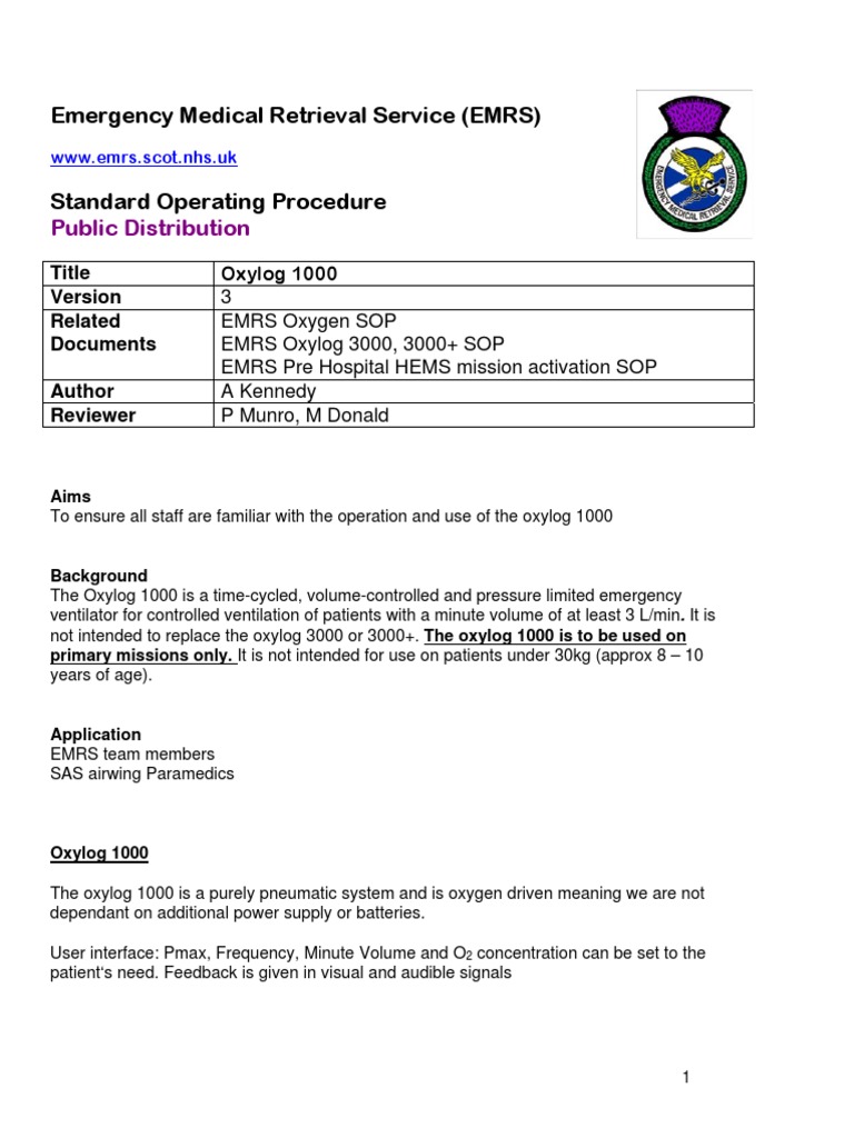 Public Distribution: Emergency Medical Retrieval Service (EMRS) | PDF ...