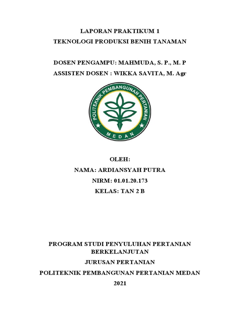 Laporan Tek Prod Benih - Ardiansyah Putra | PDF