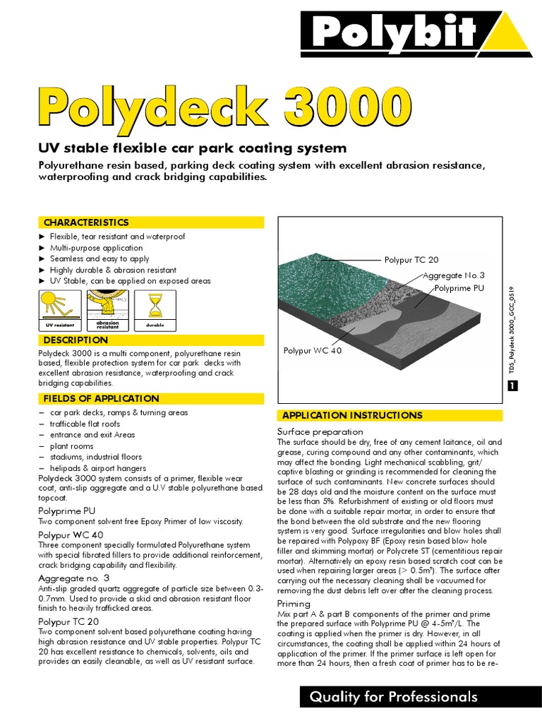 Polydeck 3000: UV Stable Flexible Car Park Coating System | PDF | Epoxy ...