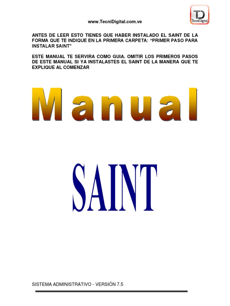 Manual SAINT Administrativo 7.5 PDF | PDF | Archivo de computadora ...
