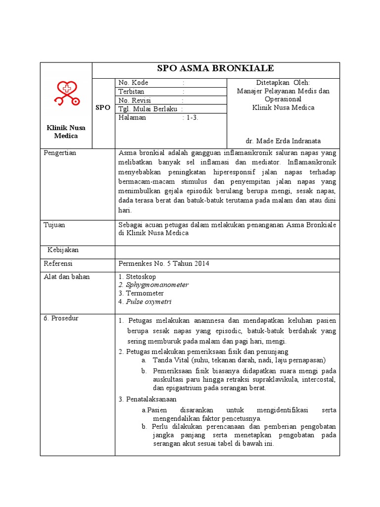 SOP Asma Bronkiale | PDF