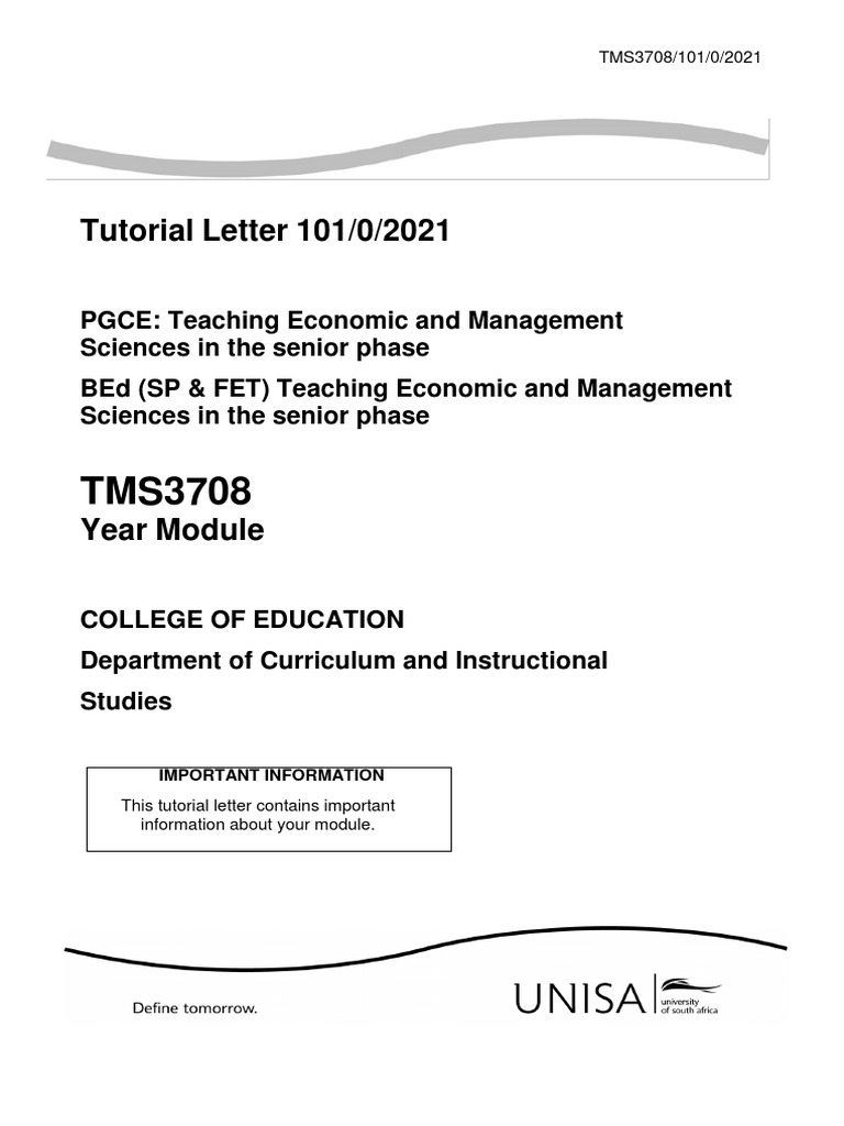 TMS3708 Tutorial 101 | PDF | Plagiarism | Teachers