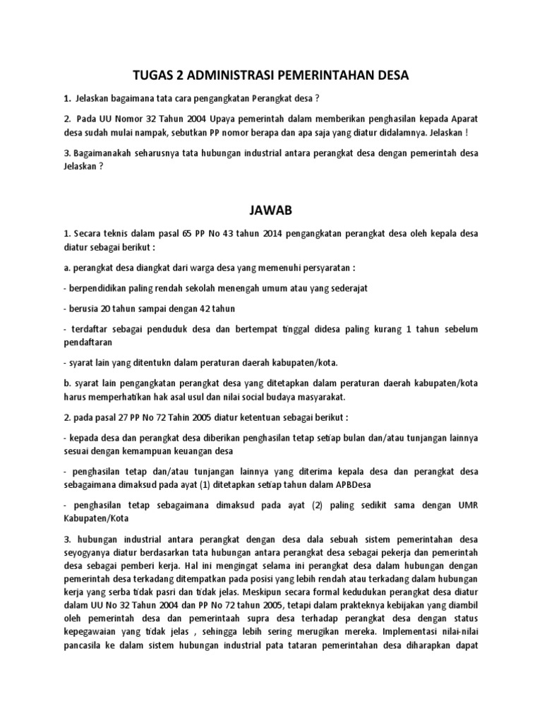 Tugas 2 Administrasi Pemerintahan Desa | PDF