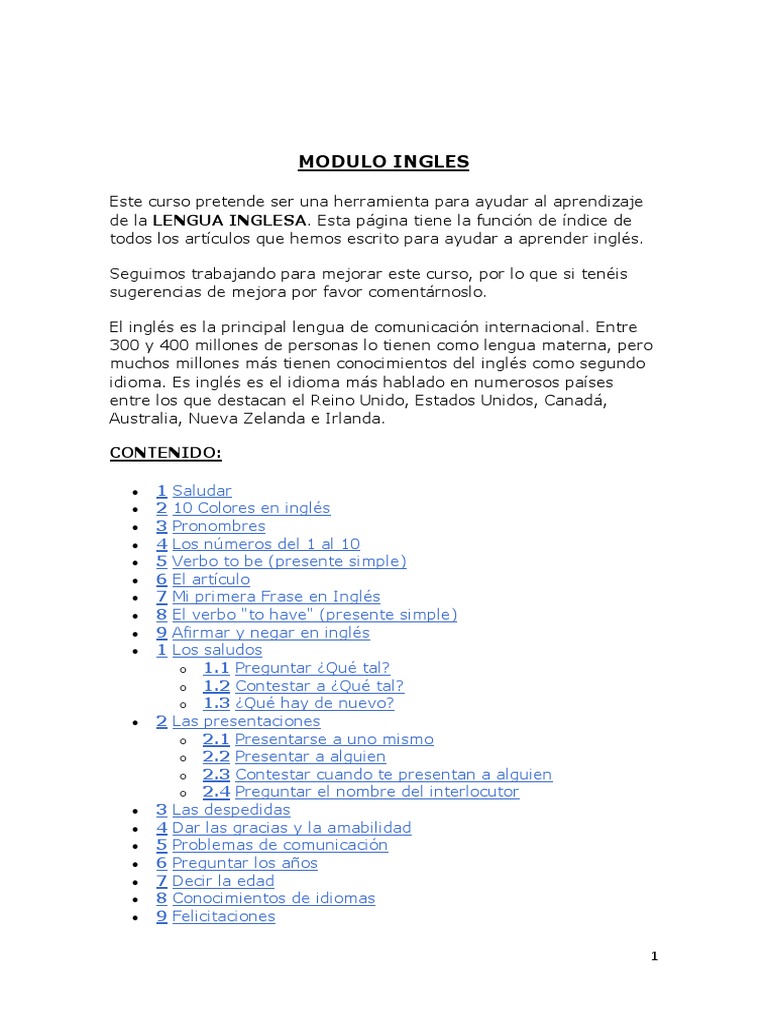Modulo Ingles | PDF | Verbo | Oración (Lingüística)