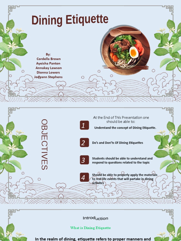 Dining Etiquette | PDF | Food And Drink | Eating Behaviors Of Humans