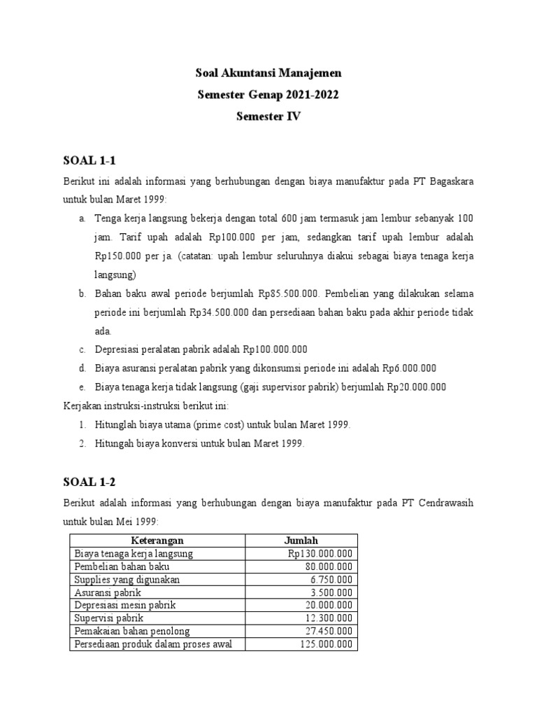Soal UTS Akuntansi Manajemen | PDF | Pengelolaan Keuangan & Uang | Komputer