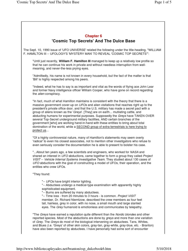 'Cosmic Top Secrets' and The Dulce Base | PDF | Unidentified Flying ...