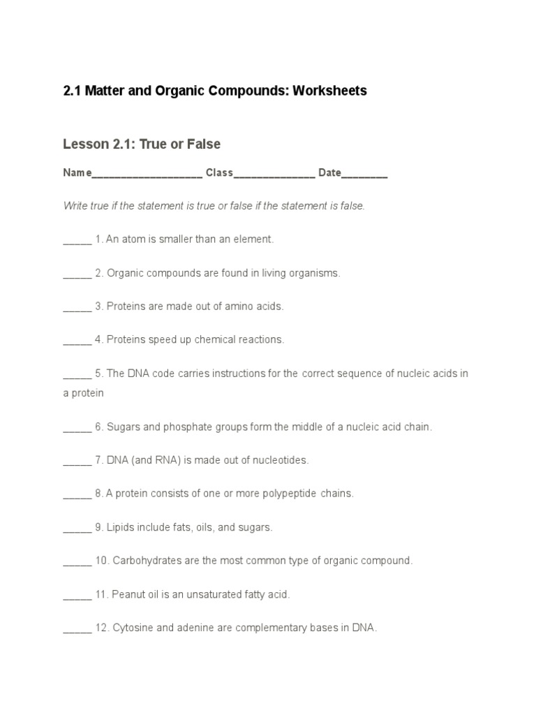 Overview of Organic Compounds | PDF | Nucleic Acids | Carbohydrates