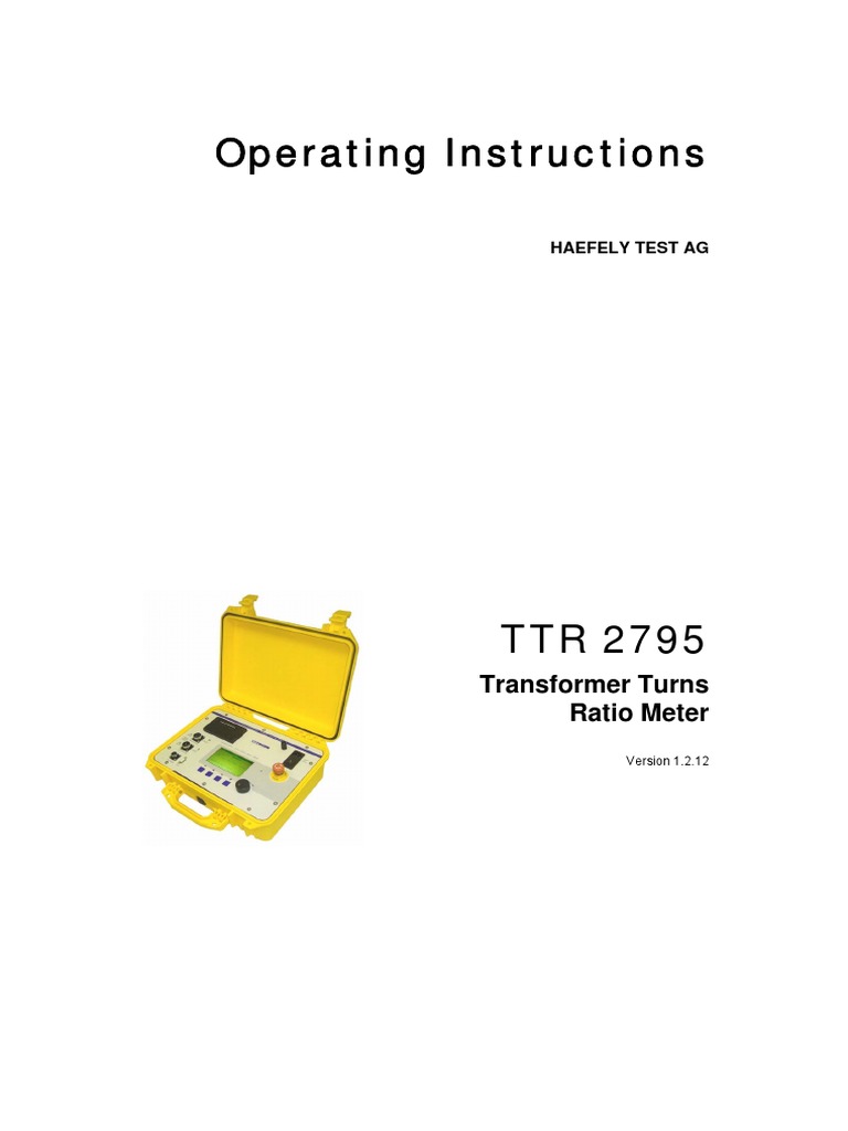 Operating Instructions TTR2795 v1.2.12 | PDF | Transformer | Electric Power