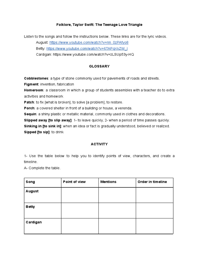 Folklore, Taylor Swift - The Teenage Love Triangle | PDF