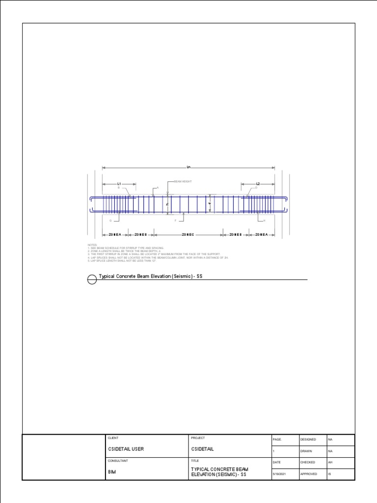 Typical Concrete Beam Elevation (Seismic) - SS: Csidetail User ...