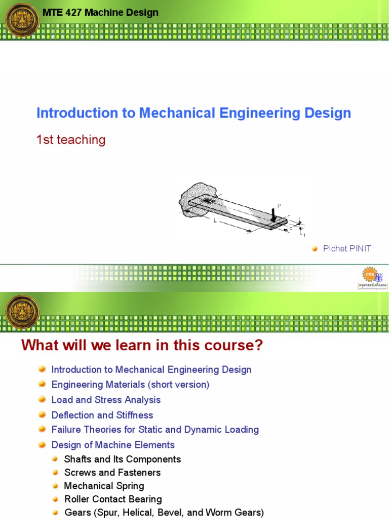 Introduction To Mechanical Engineering Design | PDF | Engineering Design Process | Significant ...