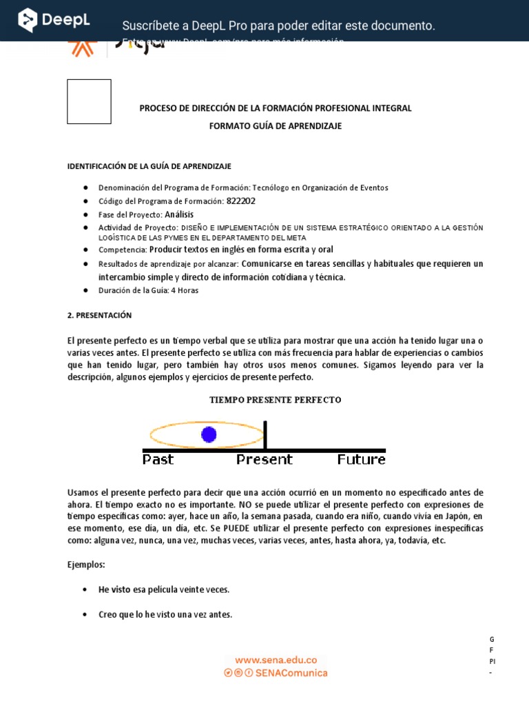 Guía de Aprendizaje: Presente Perfecto | PDF | Verbo | Lingüística