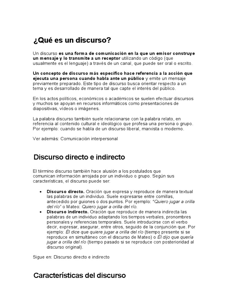 Qué Es Un Discurso | PDF | Discurso | Comunicación