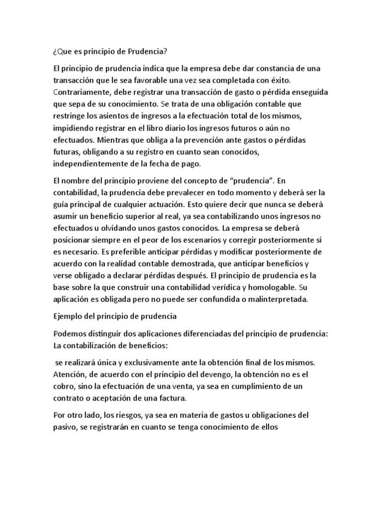 Que Es Principio de Prudencia | PDF | Devengo | Contabilidad