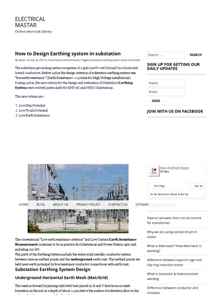 How To Design Earthing System in Substation - Electrical Mastar | PDF ...