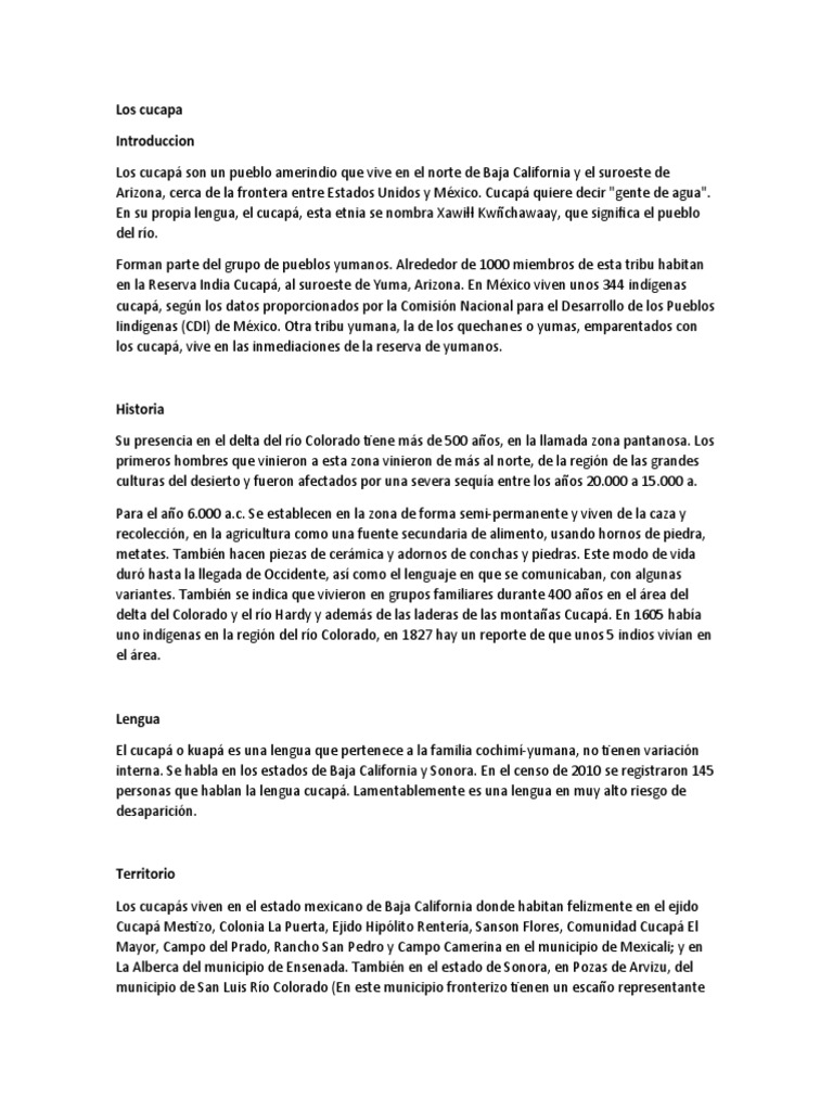 Cultura y Vida de los Cucapá | PDF | Tribus nativas americanas ...